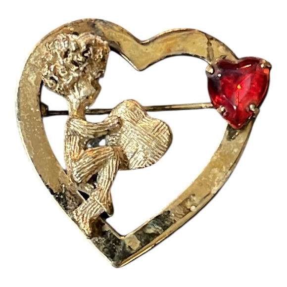 Jewelry | Vintage Quirky Heartcupid Pin 198s | Poshmark